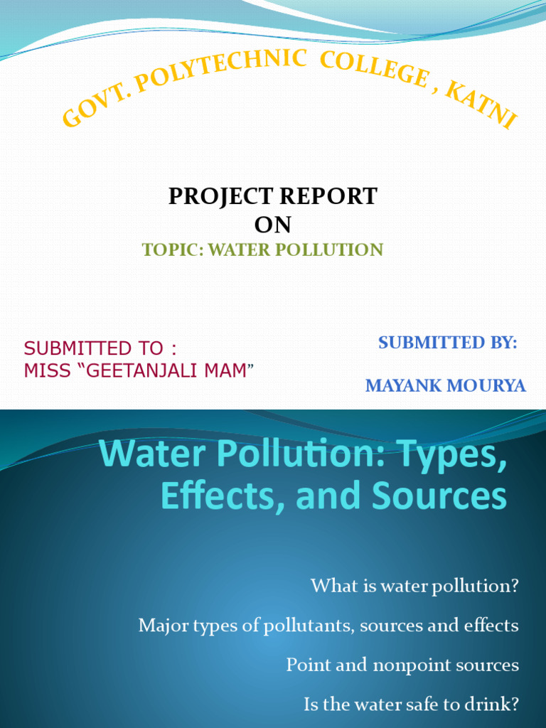 Project Report ON: Topic: Water Pollution | PDF | Water Pollution ...