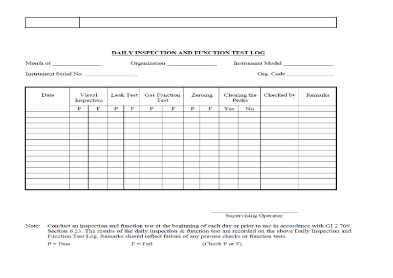 Gas Tester Inspection Log | PDF