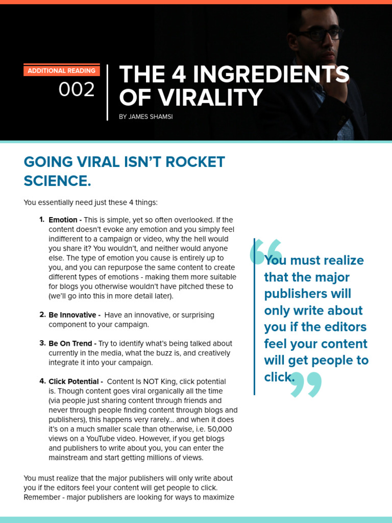5 - The 4 Ingredients of Virality (Worksheet) | PDF | Viral Video | Public Sphere