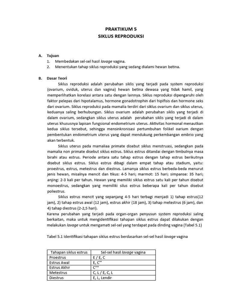 Petunjuk Prakt Pert 9 Siklus Reproduksi | PDF