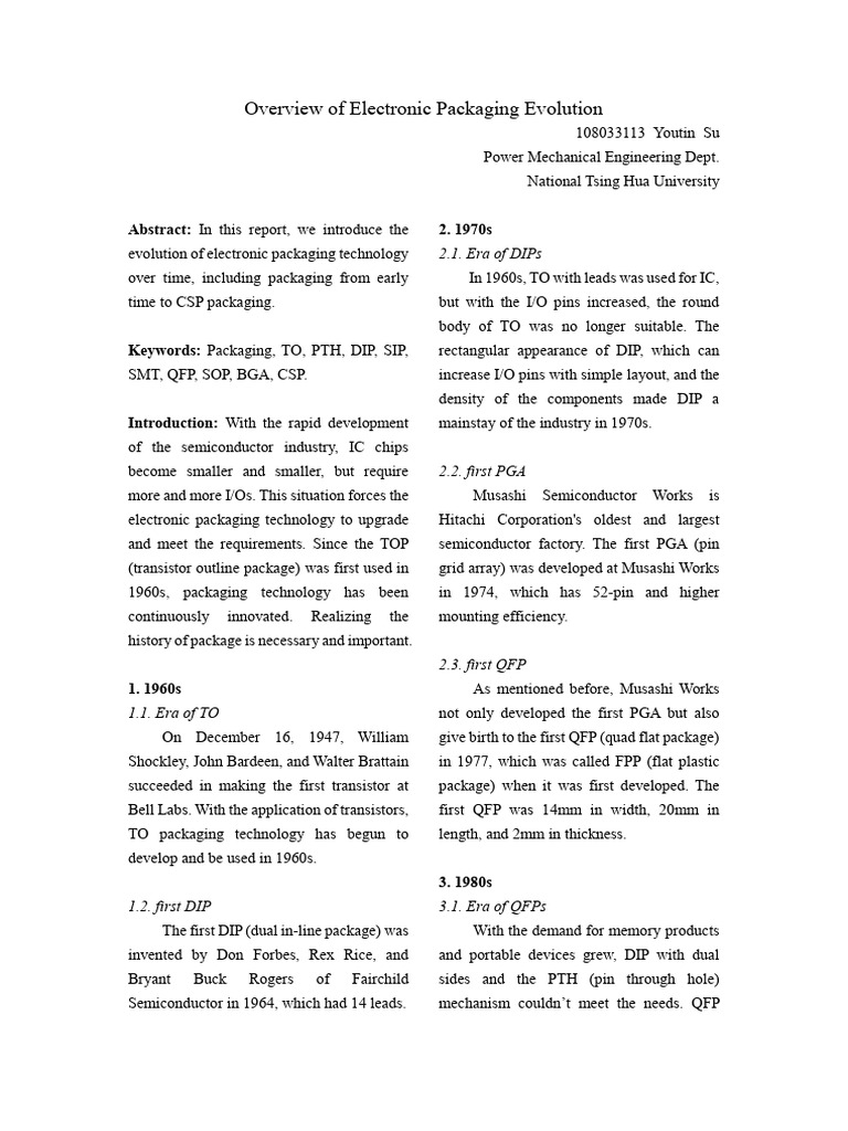 Overview of Electronic Packaging Evolution | PDF | Integrated Circuit ...