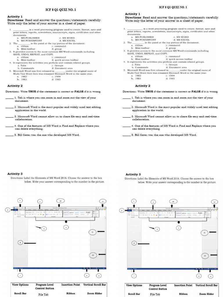 ICF 8 Q1 QUIZ NO.1 -remediation | PDF