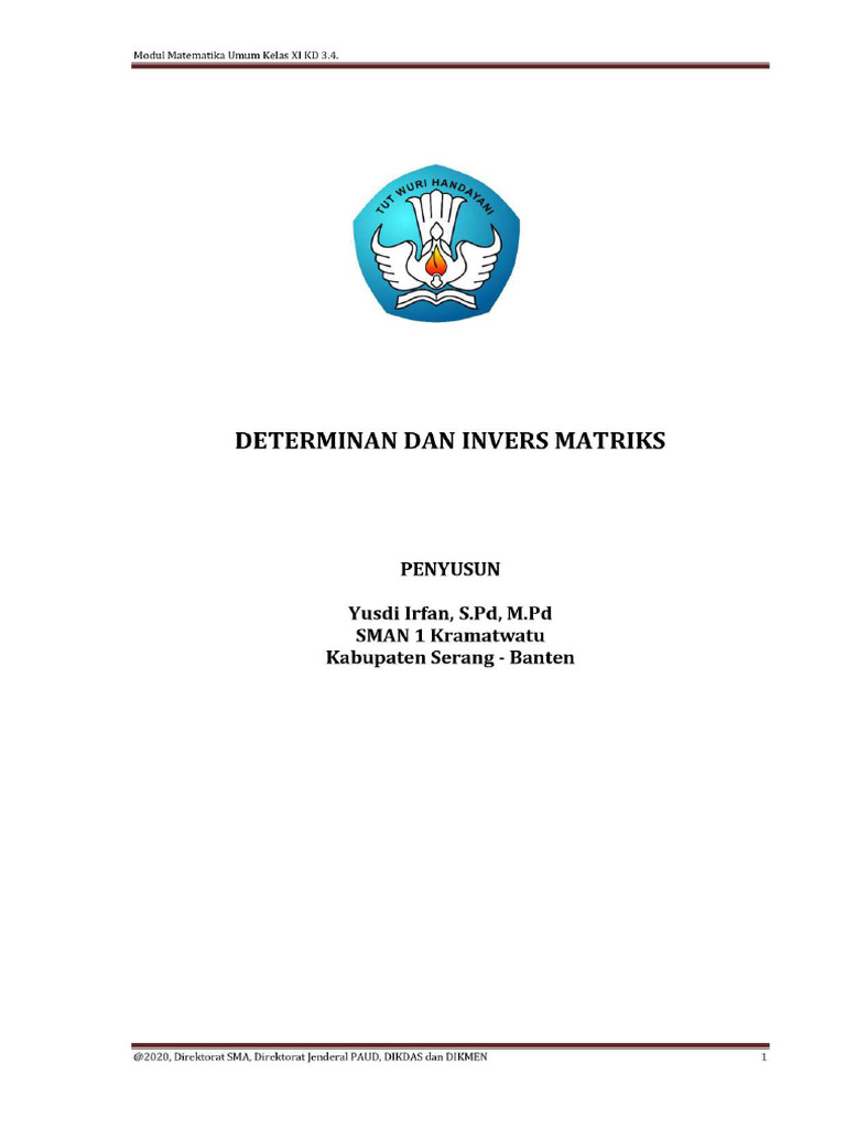 Determinan Matriks (Guru) | PDF