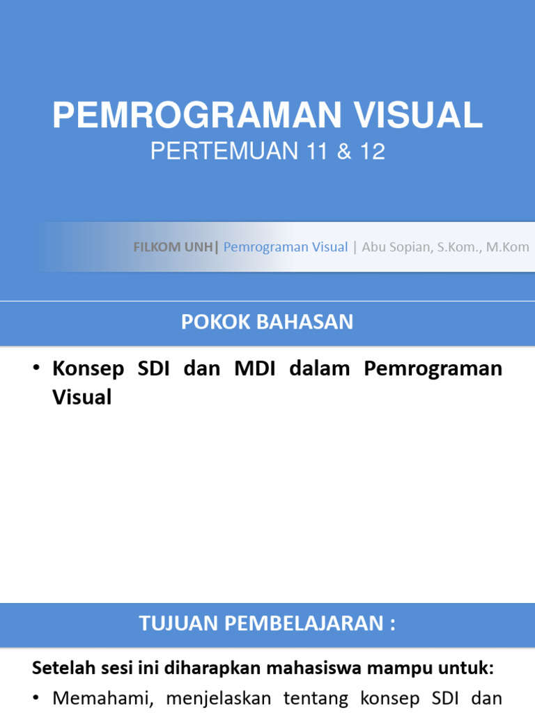 Konsep SDI dan MDI dalam Pemrograman Visual | PDF | Komputer