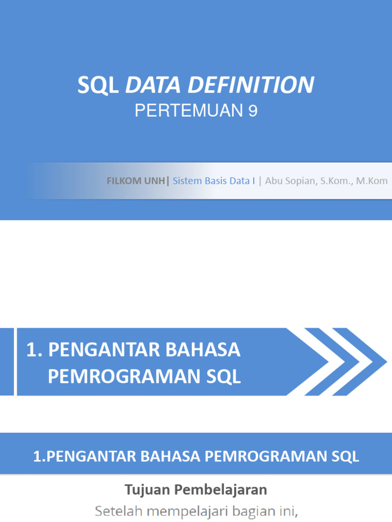 Pertemuan 9-SQL Data Definition | PDF | Teknologi & Rekayasa