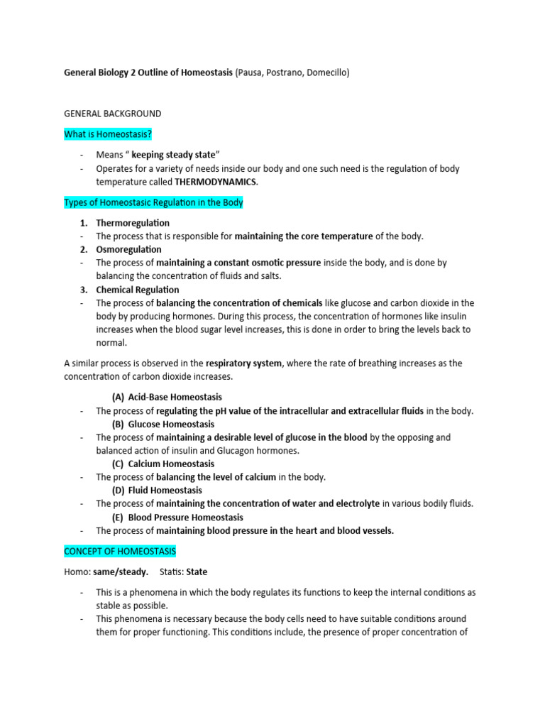 Homeostasis: Body Temperature Regulation | PDF | Homeostasis ...