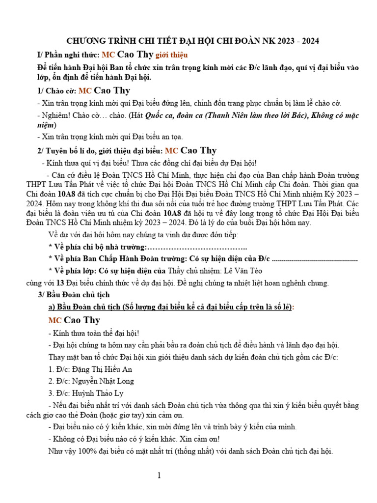 Chuong Trinh Chi Tiet - 10a8 | PDF