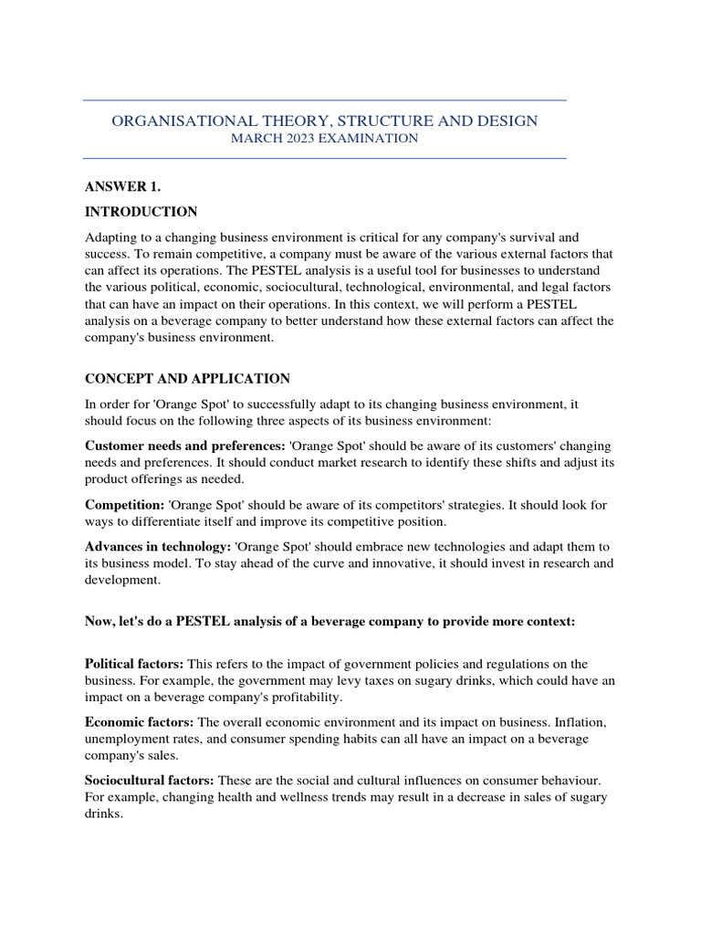 Organisational Theory, Structure and Design | PDF | Strategic ...