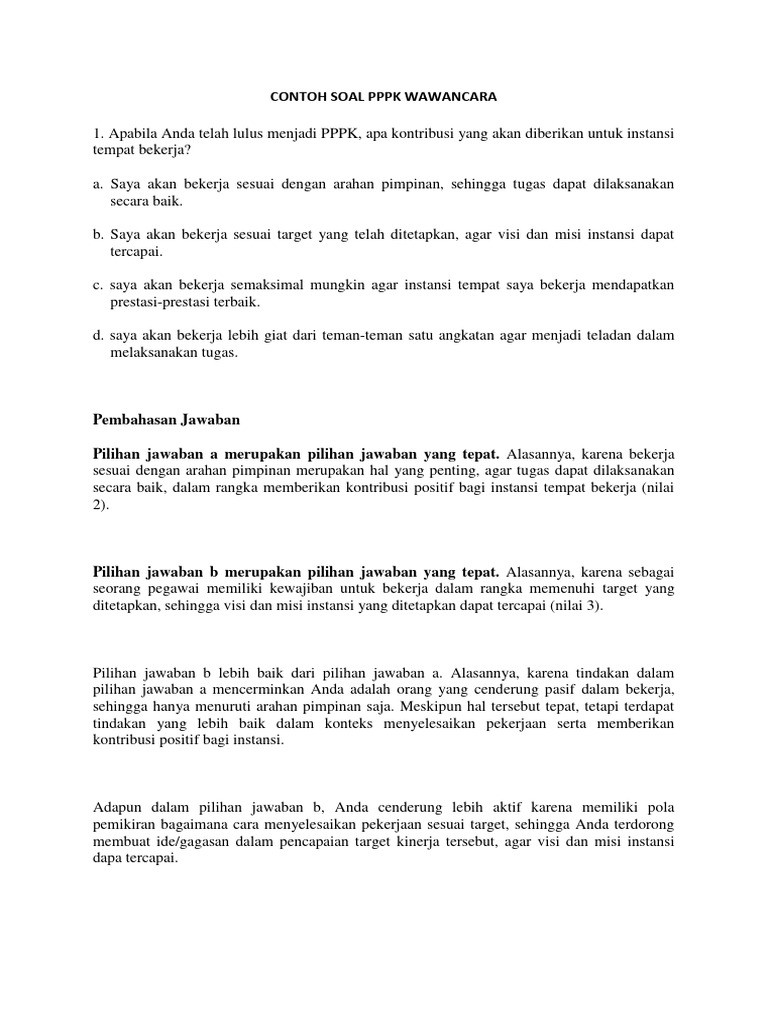 Contoh Soal Wawancara | PDF Contoh Soal Wawancara | PDF