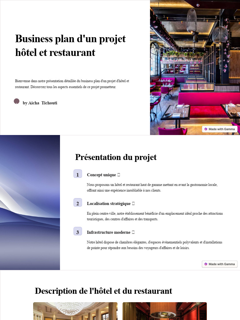 Business Plan Dun Projet Hotel Et Restaurant | PDF | Restaurants | Hôtel