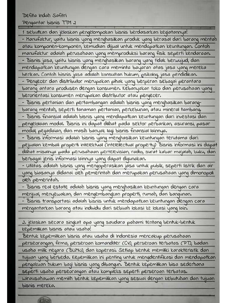 TTM 2 Pengantar Bisnis Defita Indah Safitri | PDF
