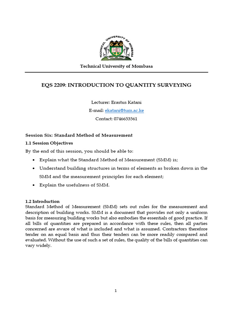 Understanding Standard Method of Measurement | PDF | Employment | Concrete