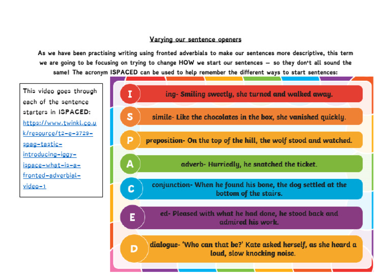 Year 5 Varying Sentence Openers 1 | PDF | Career & Growth | Language ...