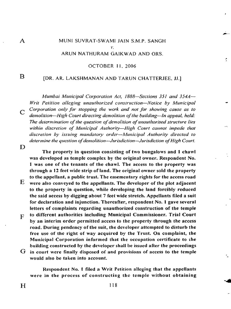 Muni Suvrat-Swami Jain S.M.P. Sangh | PDF | Mandamus | Lawsuit