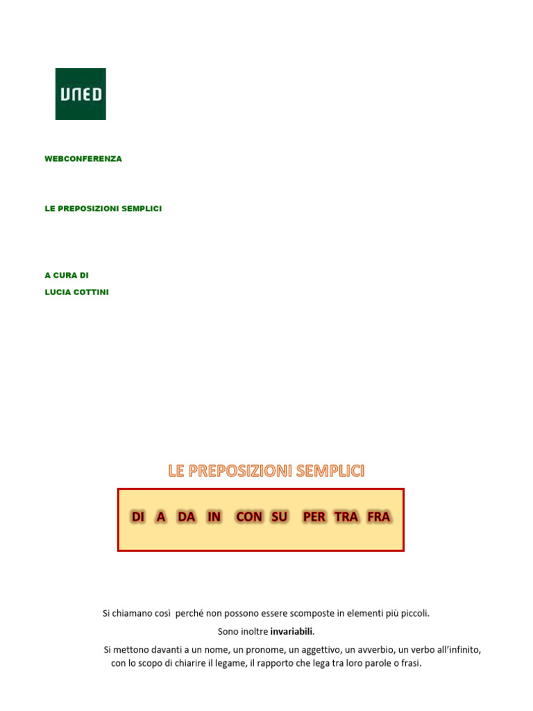 Le Preposizioni Semplici | PDF