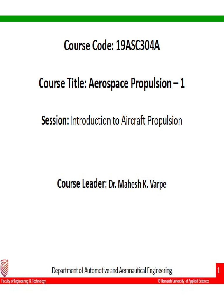 Session 06 Introduction To Aircraft Propulsion | PDF
