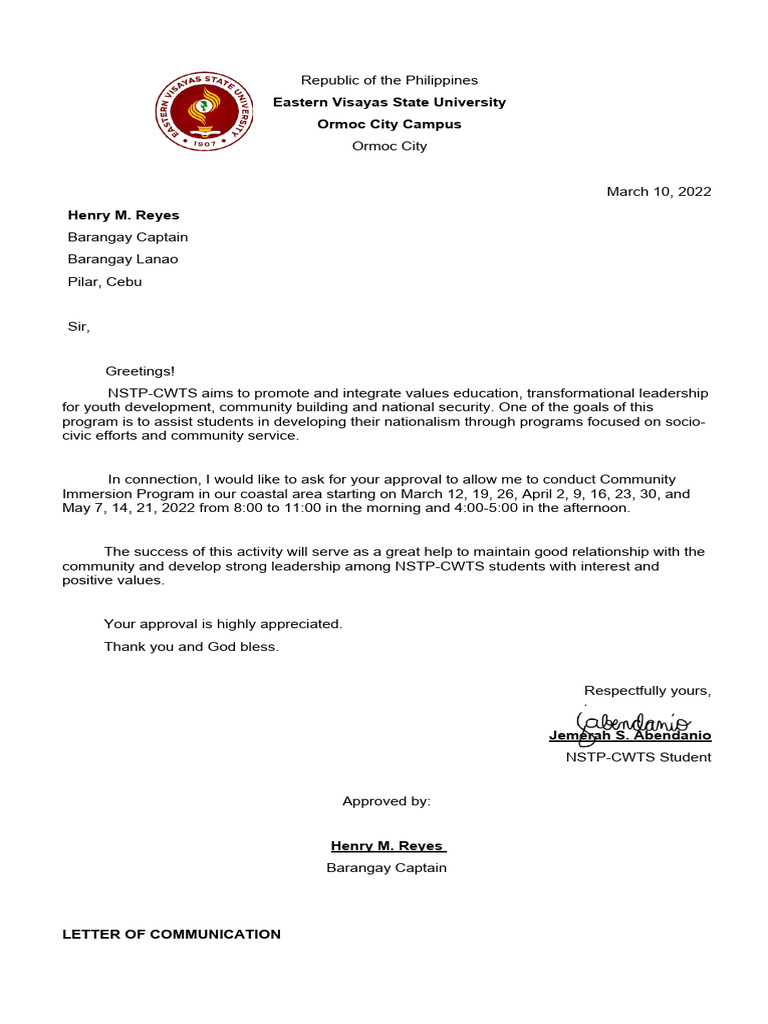 Letter of Communication | PDF