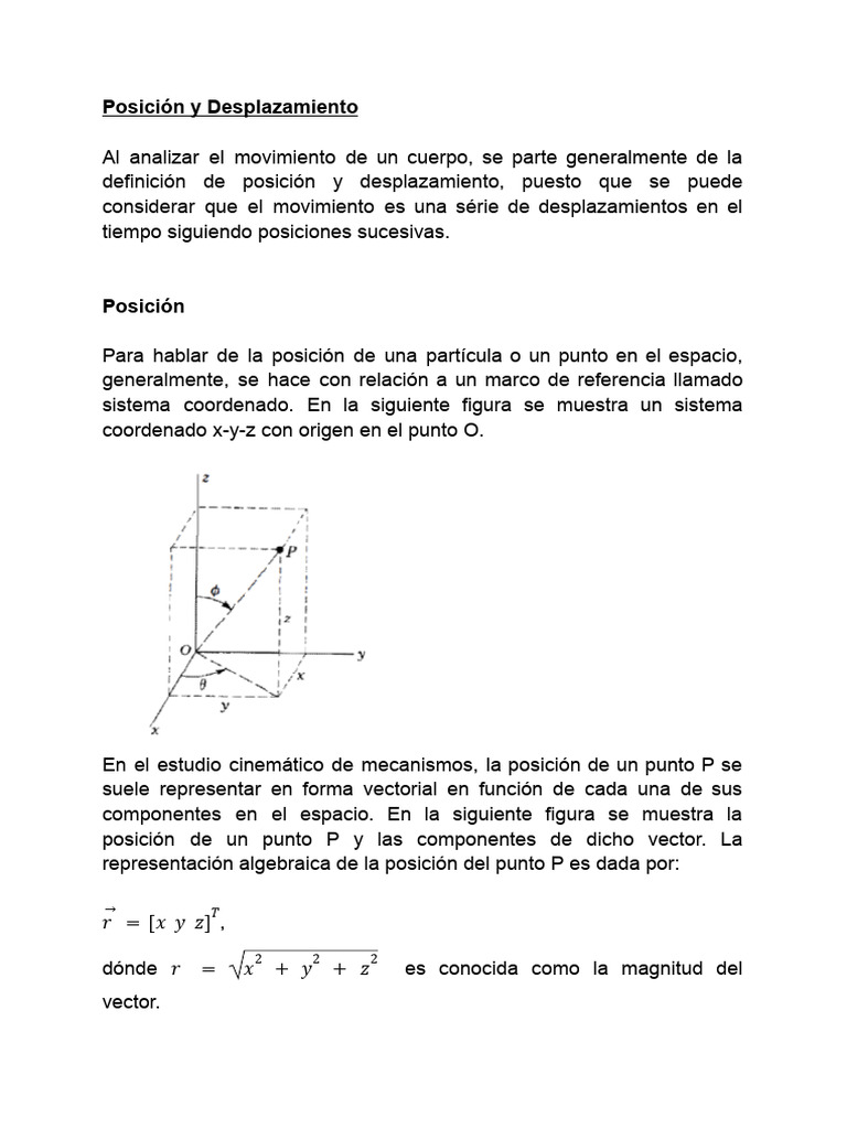 Posición y Desplazamiento | PDF | Vector Euclidiano | Geometria clasica