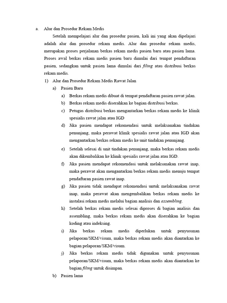 Alur Dan Prosedur Rekam Medis | PDF