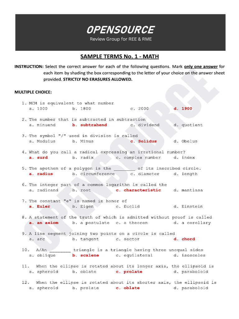 Sample Terms 1 Keys | PDF