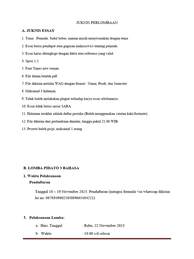 Juknis Perlombaan-1 | PDF