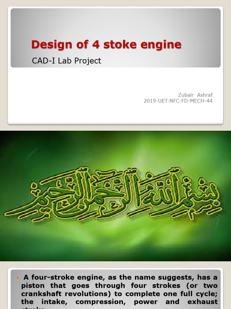 Design of 4 Stoke Engine: CAD-I Lab Project | PDF