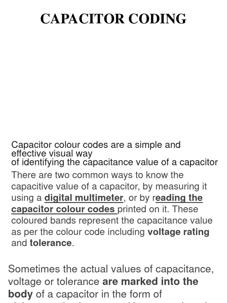 Capacitor Coding Pdf Capacitor Capacitance