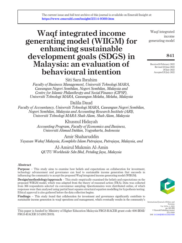 Waqf Integrated Income | PDF | Sustainability | Governance