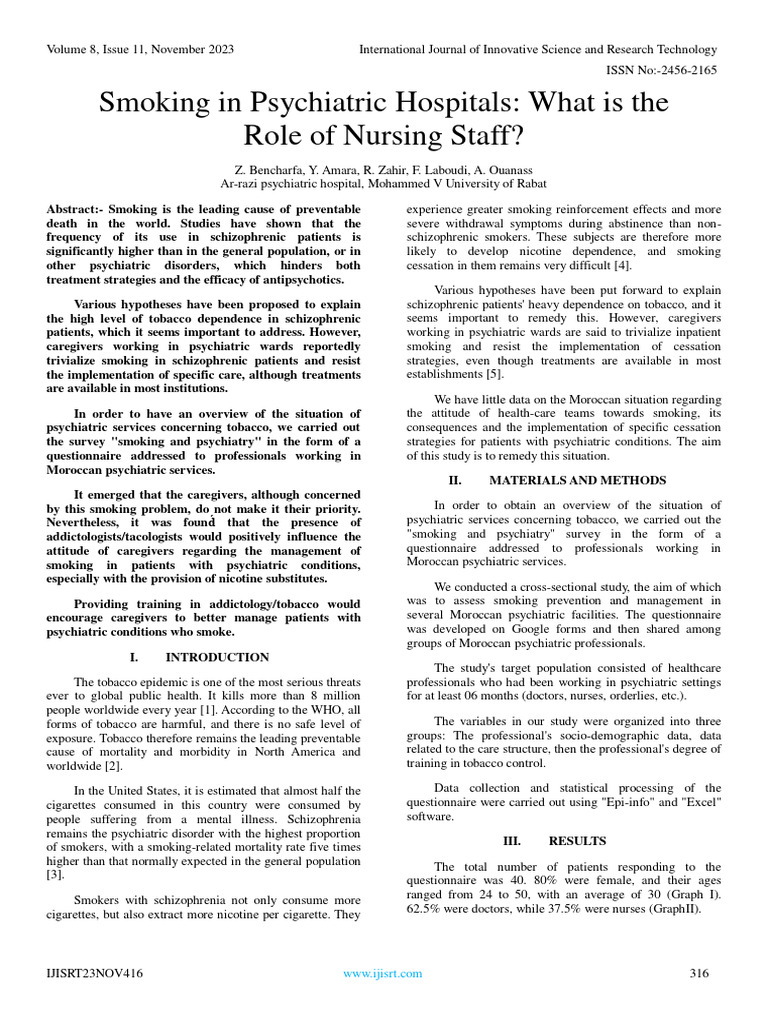 Smoking in Psychiatric Hospitals: What Is The Role of Nursing Staff ...