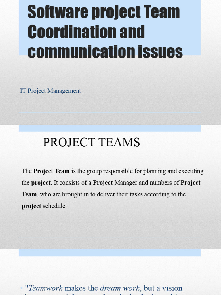 Software Project Team Coordination and Communication Issues | PDF ...