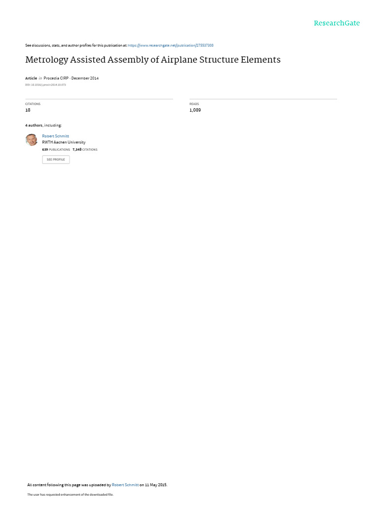 Metrology Assisted Assembly of Airplane Structure | PDF | Force