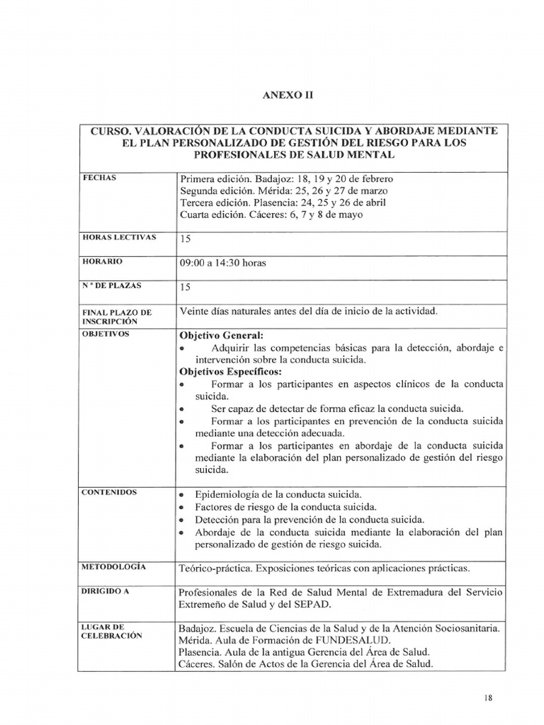 001 Curso. Valoración de La Conducta Suicida y Abordaje Mediante El ... 001 Curso. Valoración de La Conducta Suicida y Abordaje Mediante El ...