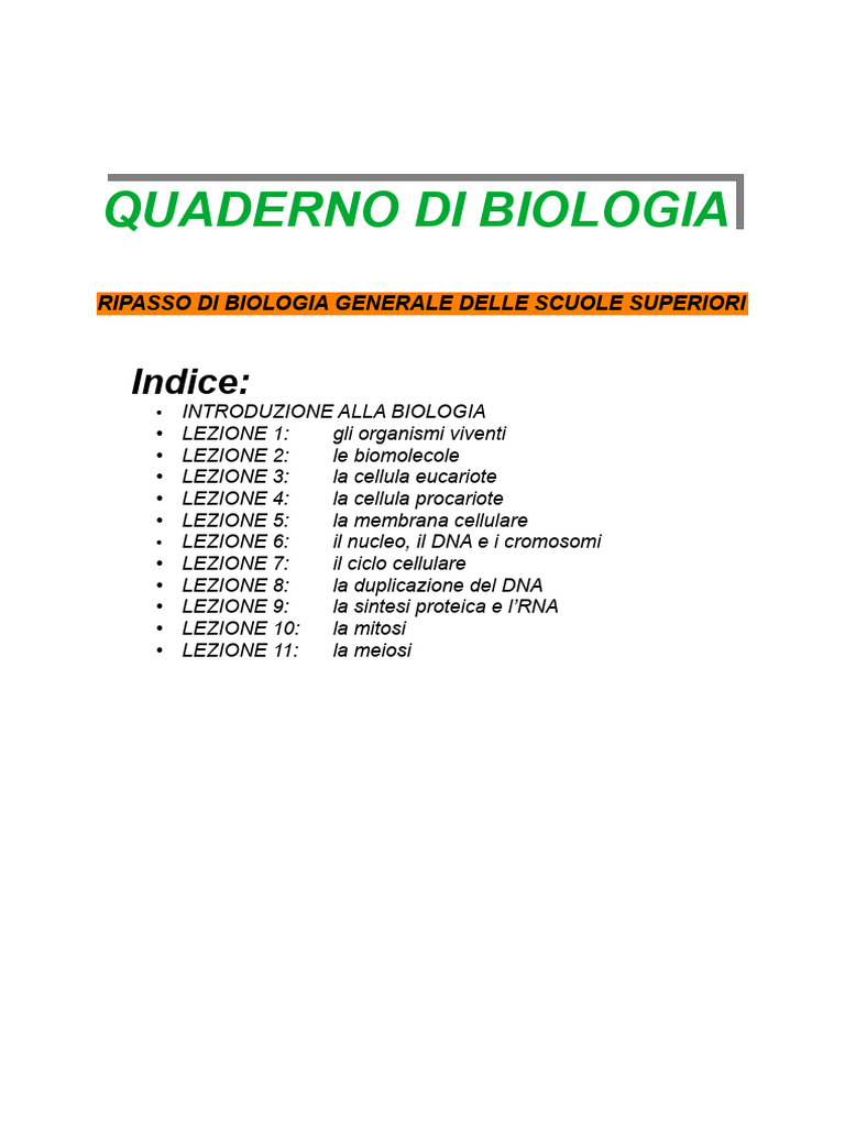 Quaderno Biologia Scuole Superiori | PDF