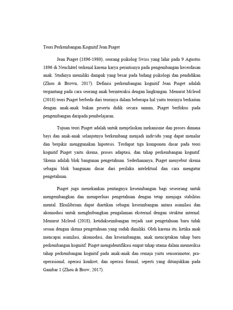 Teori Perkembangan Kognitif Jean Piaget | PDF