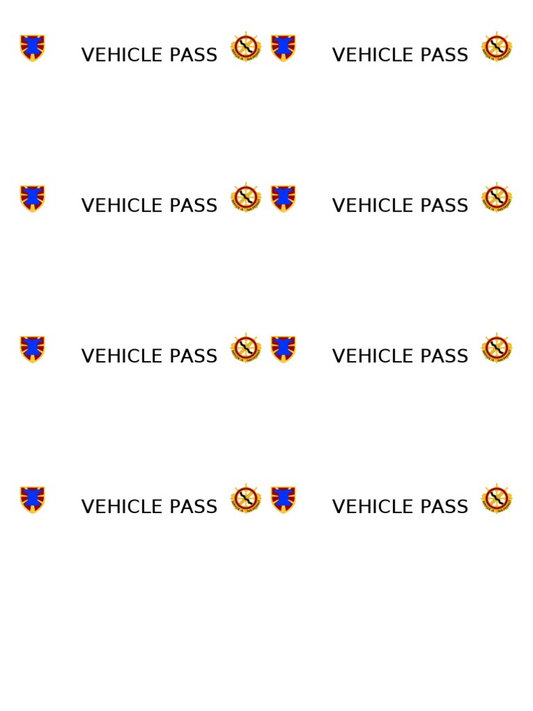 Vehicle Pass Vehicle Pass | PDF