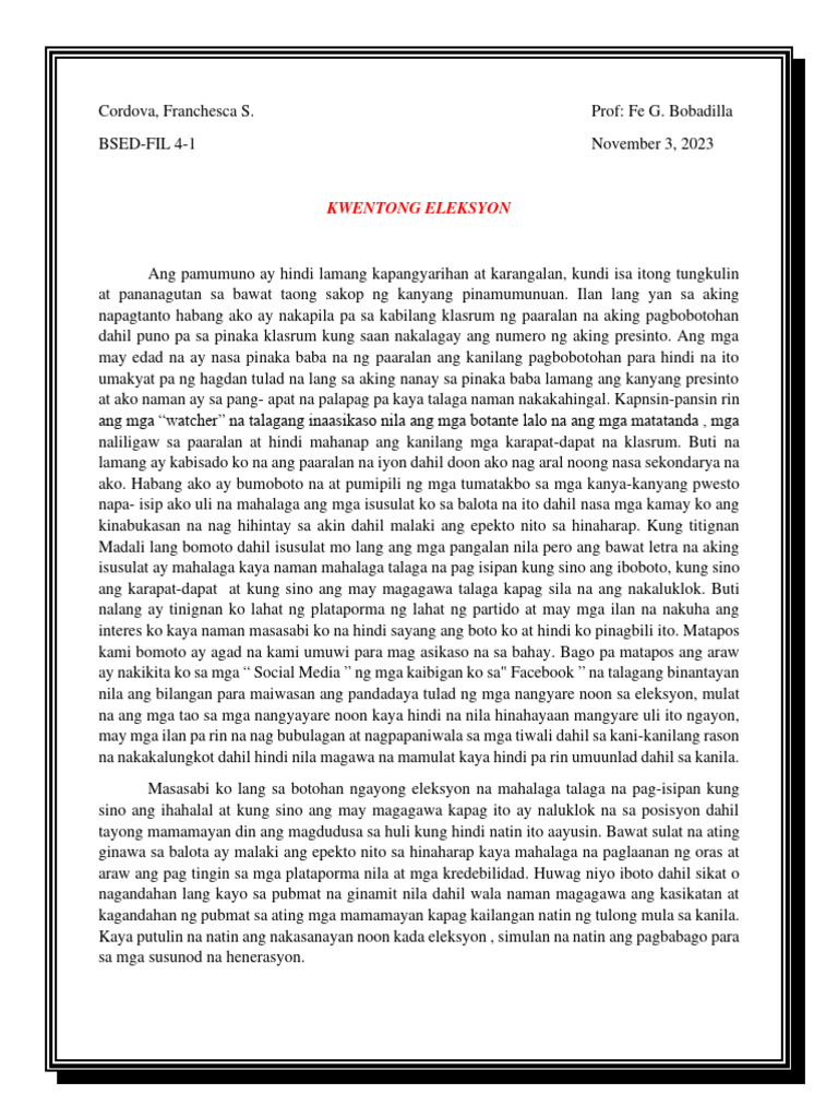 Araw NG Eleksyon | PDF