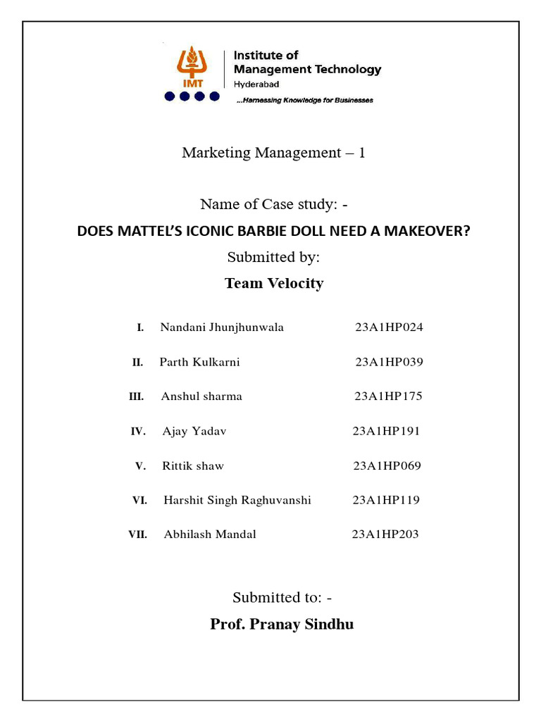 Team Velocity final report on barbie | PDF | Barbie | Brand