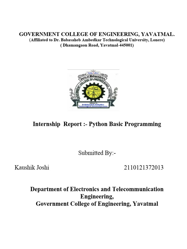 INternship Report | PDF | Python (Programming Language) | Computer Program