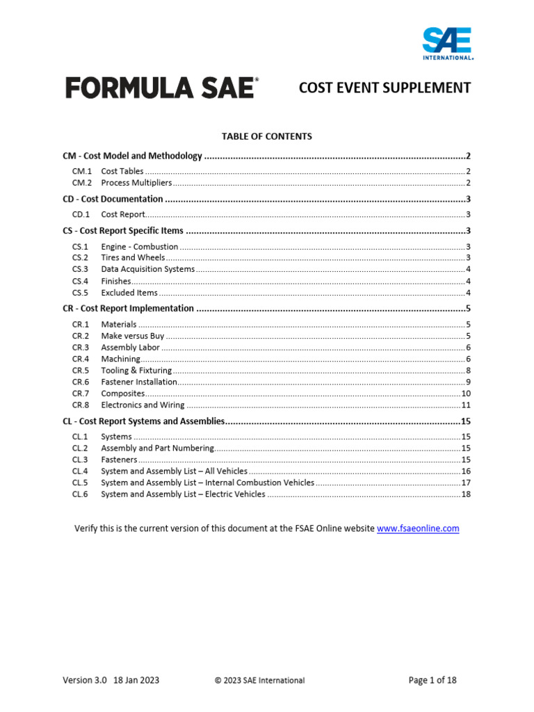 FSAE Cost Supplement V30 | PDF | Printed Circuit Board | Manufactured Goods