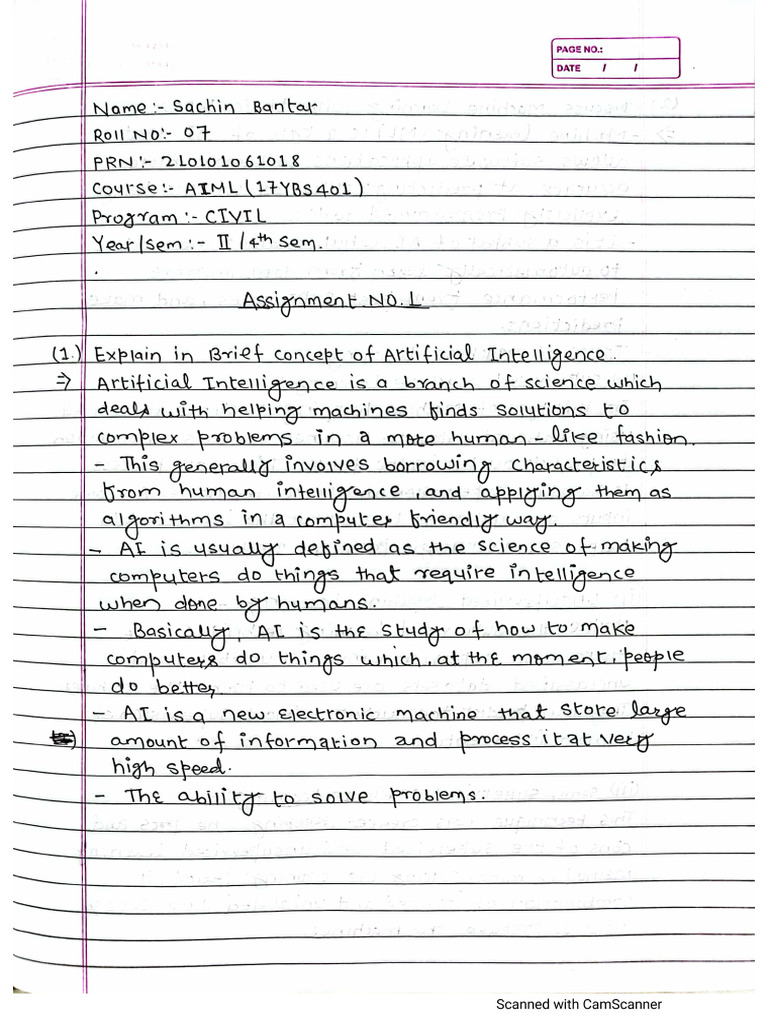 A 07 Sachin Aiml Assignment 1 | PDF