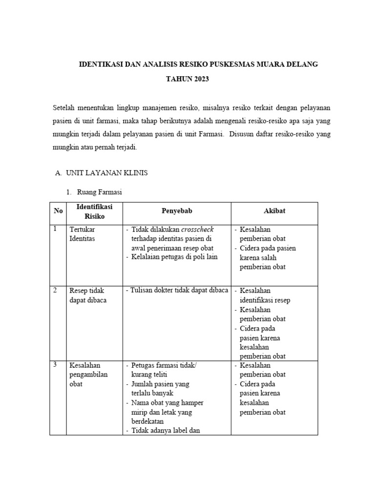 Bukti Identifikasi, Analisis Dan Evaluasi Resiko | PDF