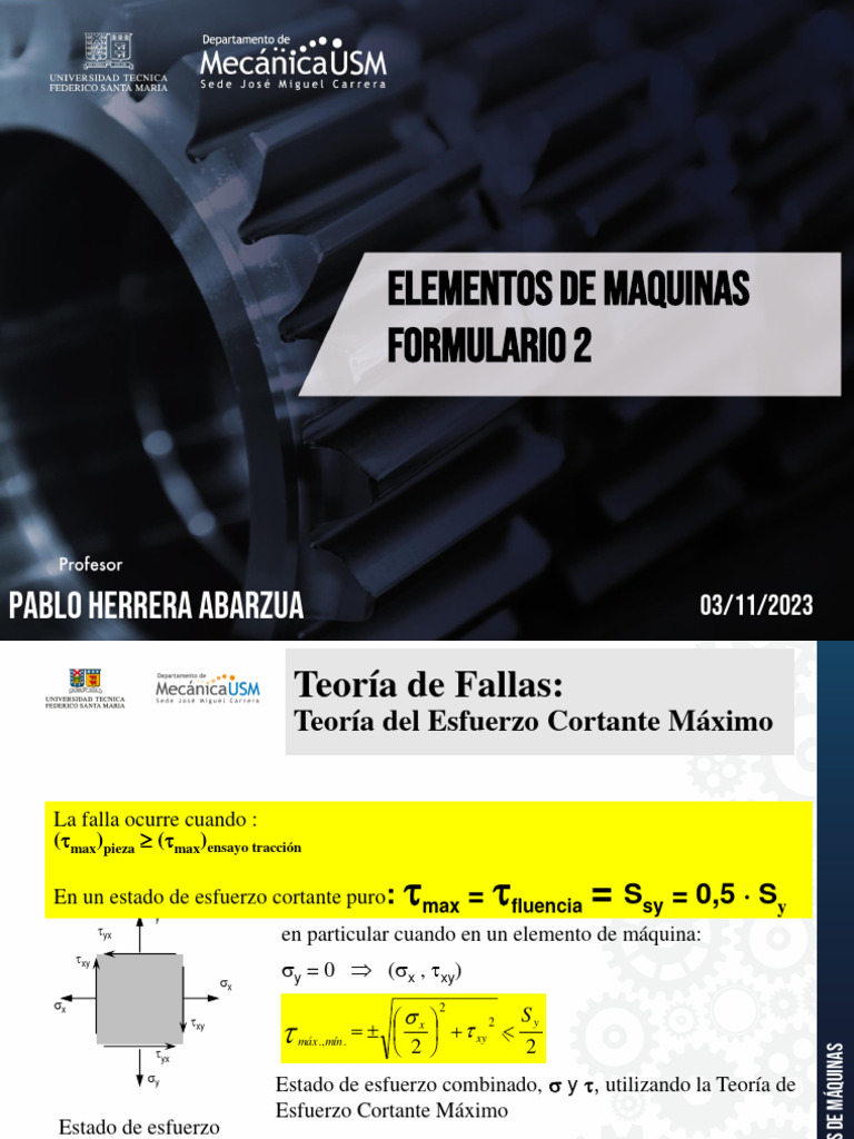 Formulario 2 Elementos de Máquinas | PDF | Fatiga (material) | Resistencia de materiales