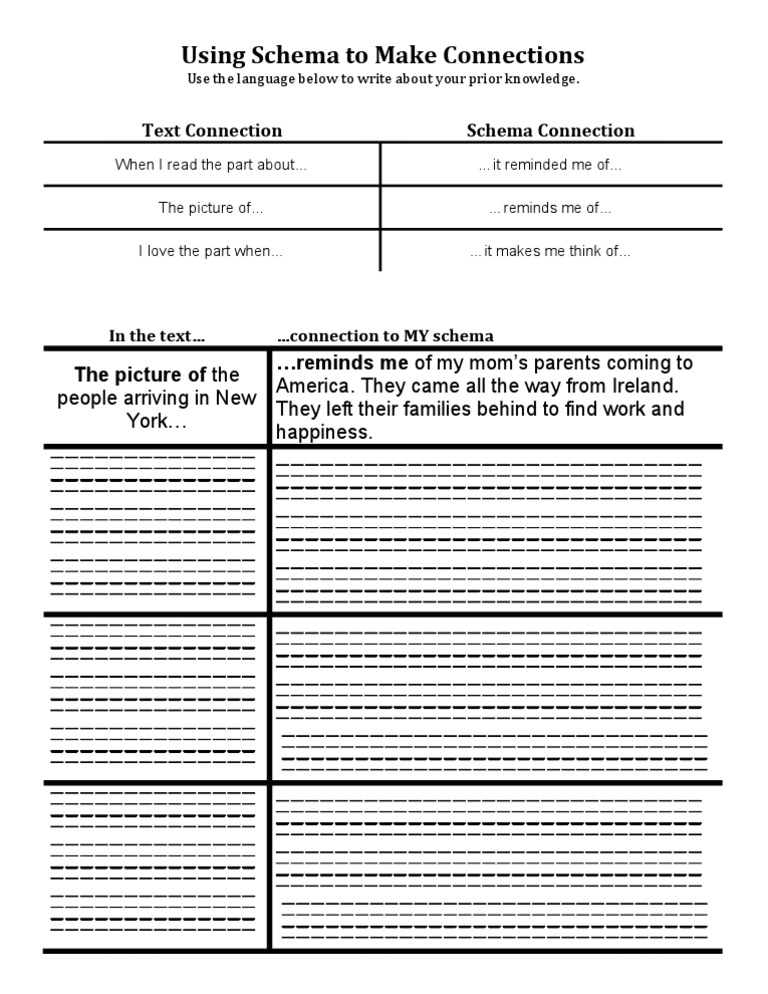 Schema Connections in Reading | PDF | Psychological Concepts | Cognition