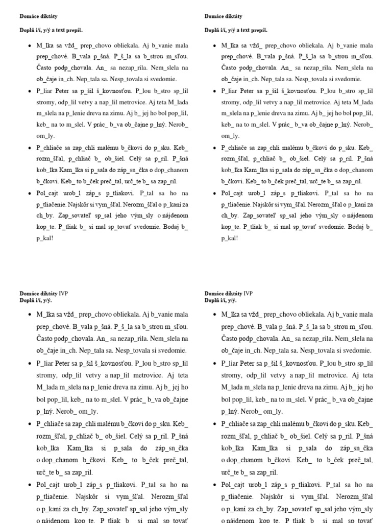 Domáce Diktáty | PDF
