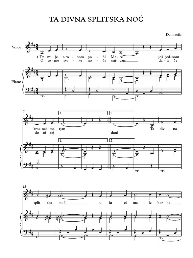 Ta Divna Splitska Noć - Note | PDF