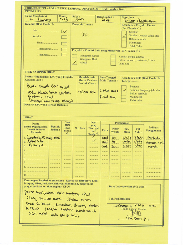 FORMULIR PELAPORAN ESO | PDF