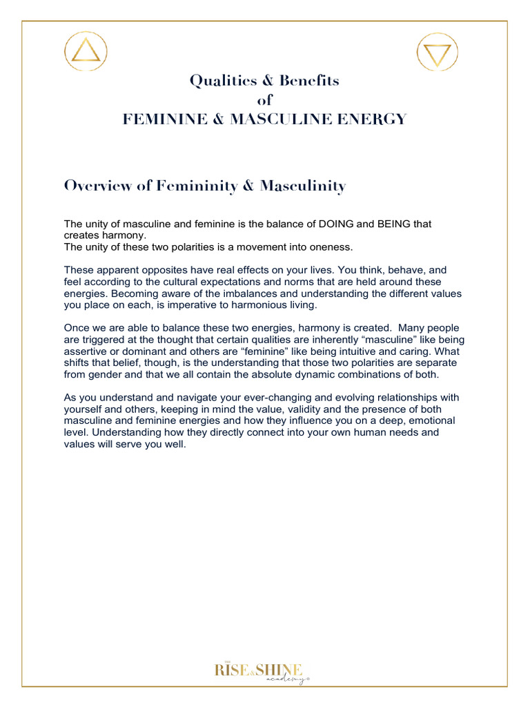 Masculine Feminine Energy Pdf Femininity Masculinity