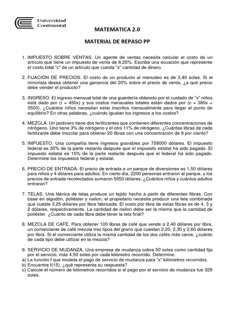 Matematica 2.0-Repaso PP | PDF | Textiles