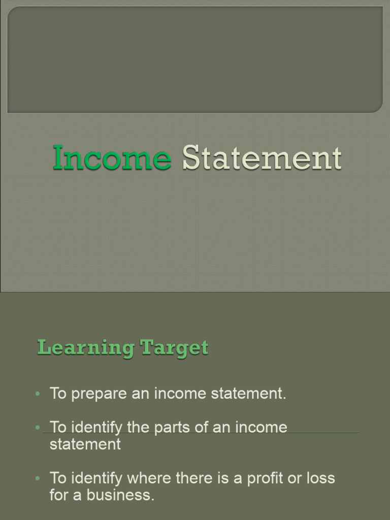 Income Statement | PDF | Cost Of Goods Sold | Expense