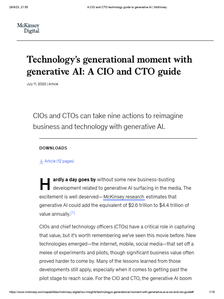 A CIO and CTO Technology Guide To Generative AI - McKinsey | PDF ...